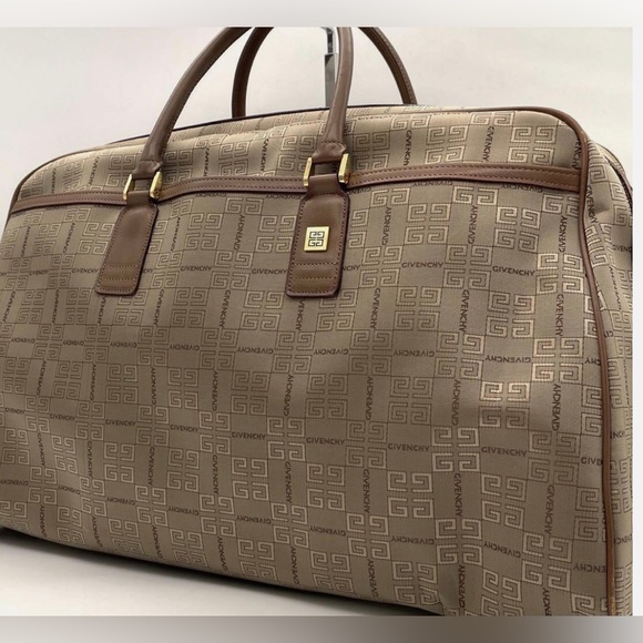 Givenchy | Bags | Givenchy Monogrammed Canvas Leather Trim Travel Bag ...